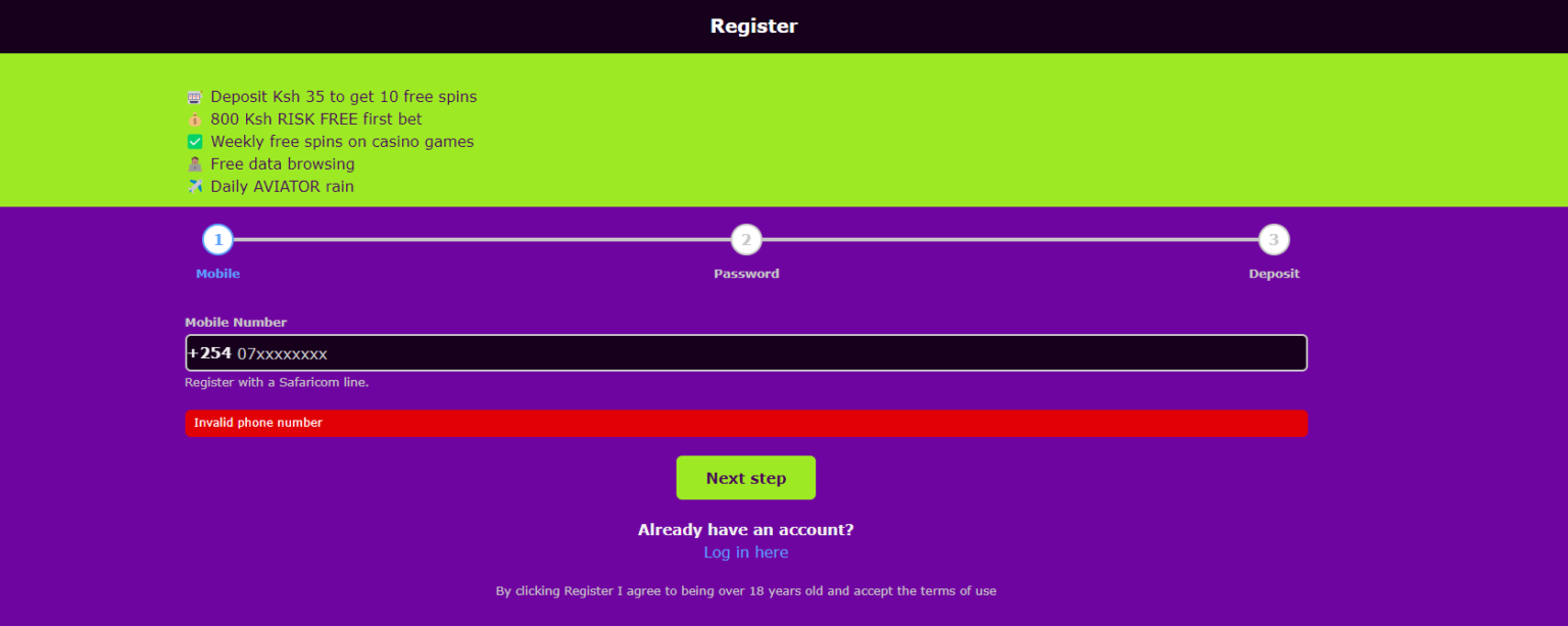 Bongobongo Registration of a new account at Bongobongo